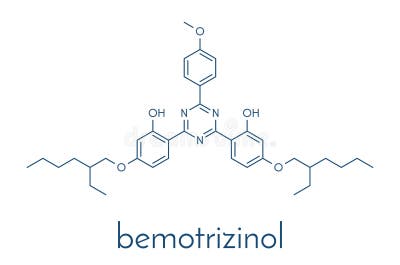 Bemotrizinol Sunscreen Molecule UV Filter. Skeletal Formula. Stock ...