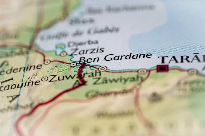 Ben Guerdane, Tunisia Highlighted on a World Map Stock Image - Image of ...