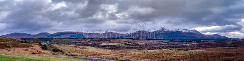 Ben Nevis Range in Autumn Seen from Spean Bridge. Stock Photo - Image ...