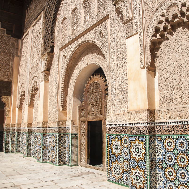 The Ben Youssef Madrasa stock image. Image of islam, symbol - 64753371