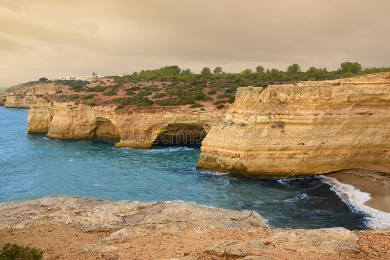 Benagil Caves Site in Southern Portugal Stock Photo - Image of nature ...