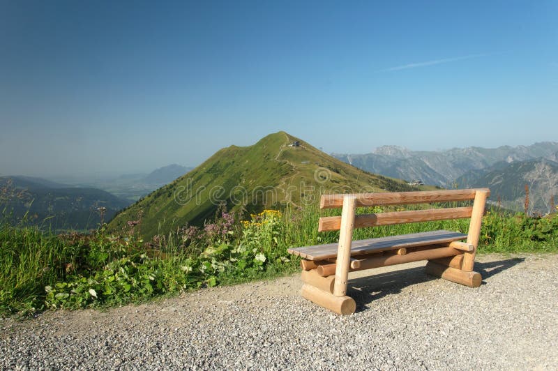 Bench in the Alps stock photo. Image of chair, furniture - 37571784