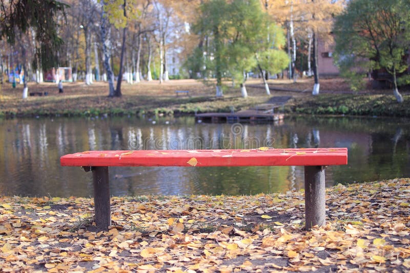 Bench in autumn park stock image. Image of landscape - 61468003