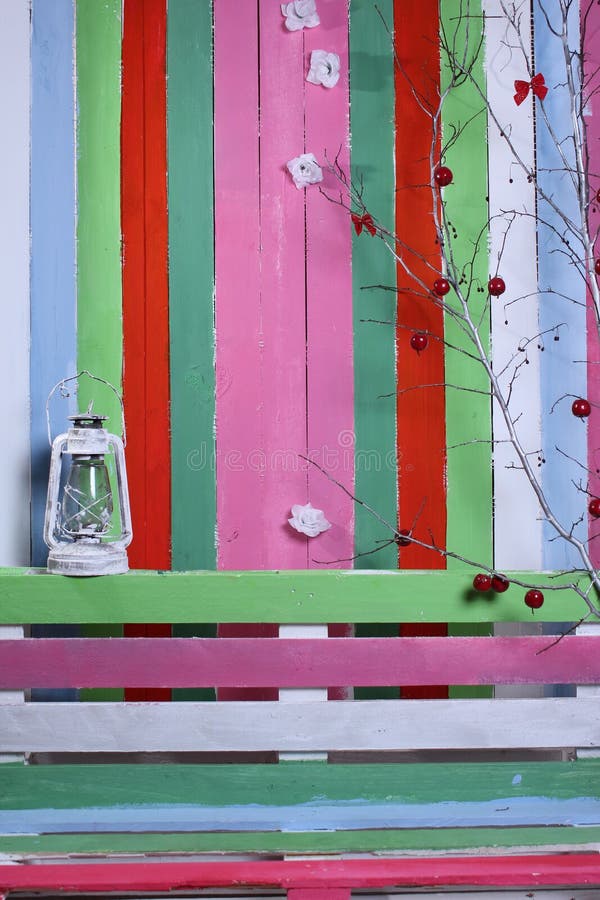 A Bench and a Background of Different Colors Stock Photo - Image of ...