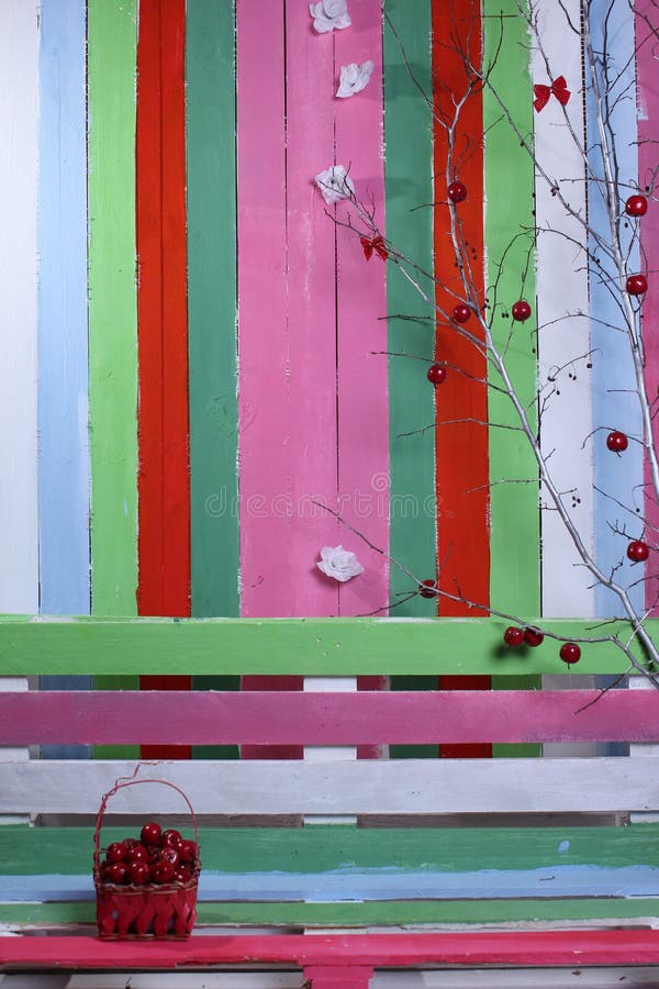 A Bench and a Background of Different Colors Stock Image - Image of ...