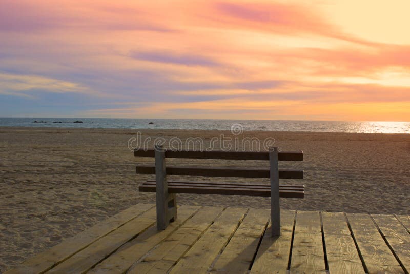 Bench on a Background of Ocean Stock Photo - Image of freedom, seat ...