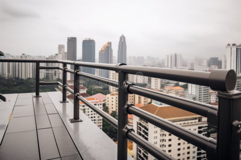 A Bench on a Balcony Overlooking a City. Generative AI Image. Stock ...
