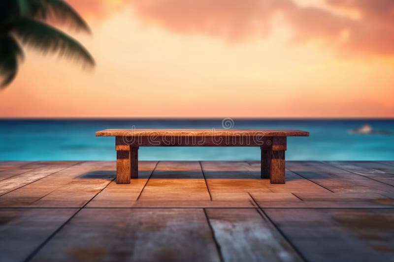 Bench on the Beach. Generative AI. Stock Illustration - Illustration of ...