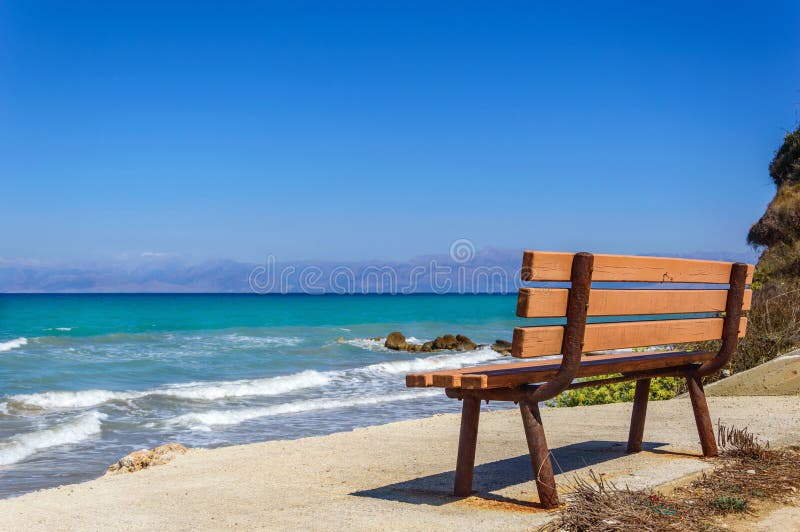 Bench on the beach stock image. Image of landscape, beautiful - 62470405