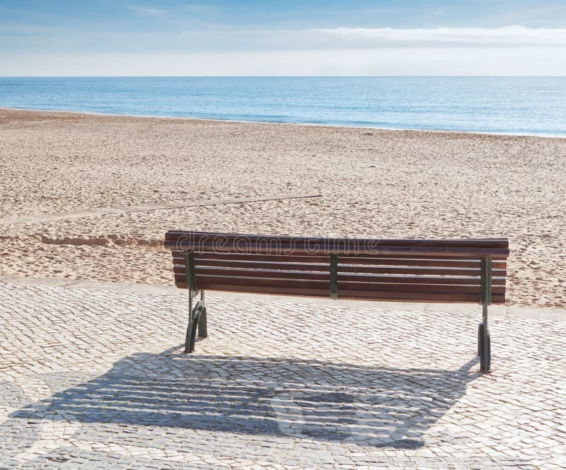 Bench on the beach. stock photo. Image of coast, landscape - 22498736