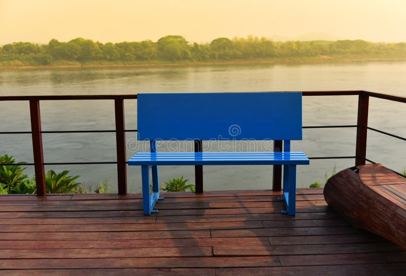 Bench blue stock image. Image of bright, green, fancy - 70817551