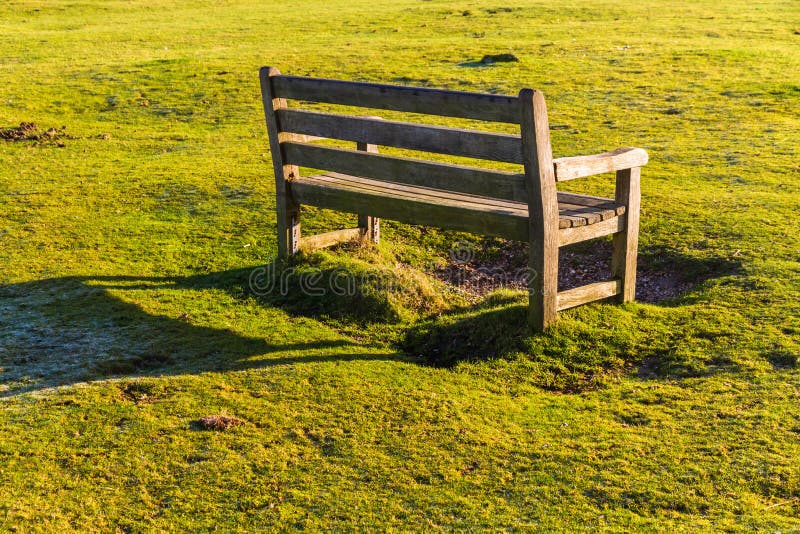 Public Bench, in Early Morning Light. Stock Image - Image of public ...