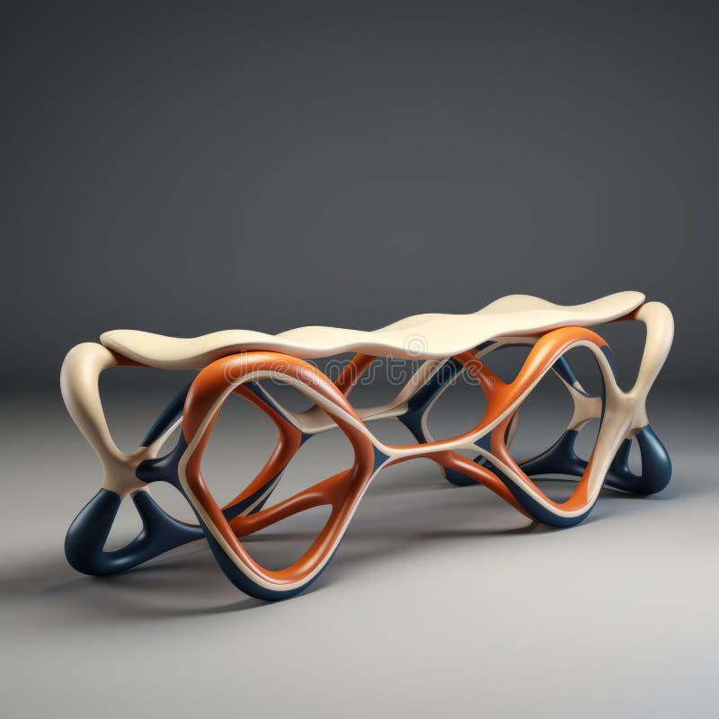 Organic Synthesis Bench: Orange and Blue Metal Frame with Layered Forms ...