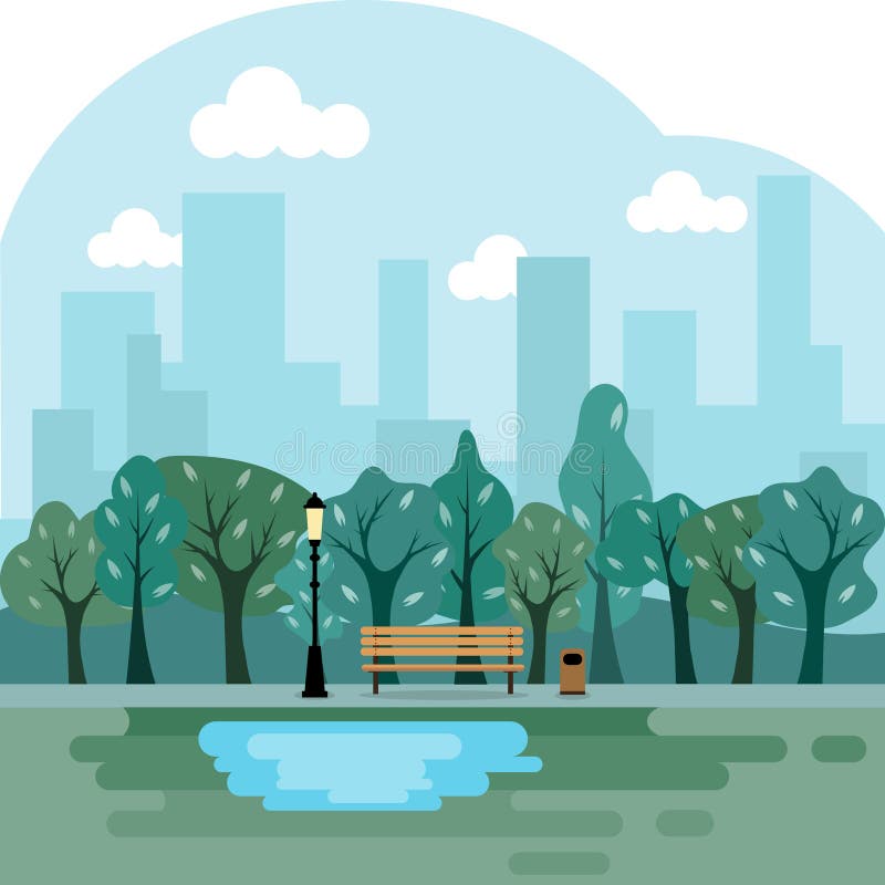 Bench in the City Park, Bench Against the Backdrop of the City ...