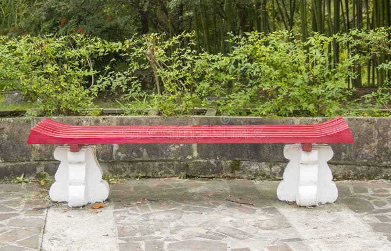 Bench in the City Park is Made in the Chinese Style Stock Image - Image ...