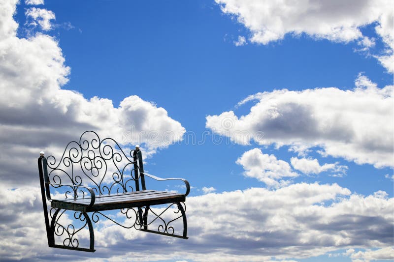 A Bench on the Clouds. a Resting Place in Heaven Stock Image - Image of ...