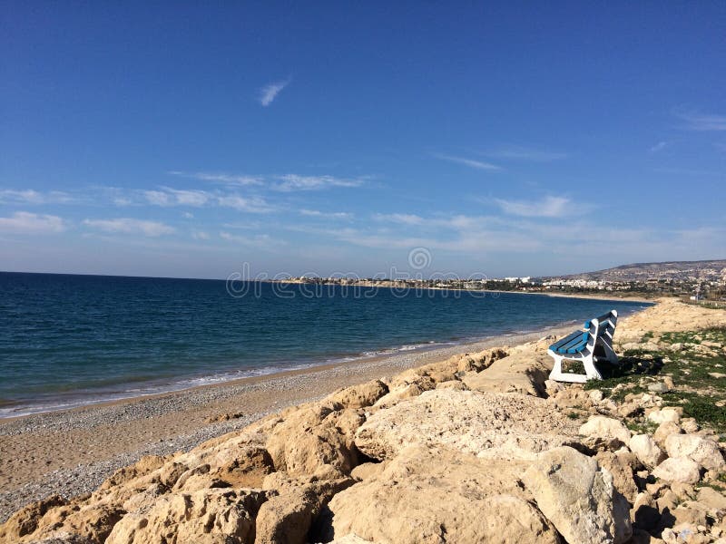Bench stock photo. Image of coast, view, bench, cyprus - 192375910