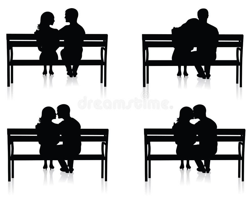 Couple On A Bench Stock Vector Illustration Of Night 9003498