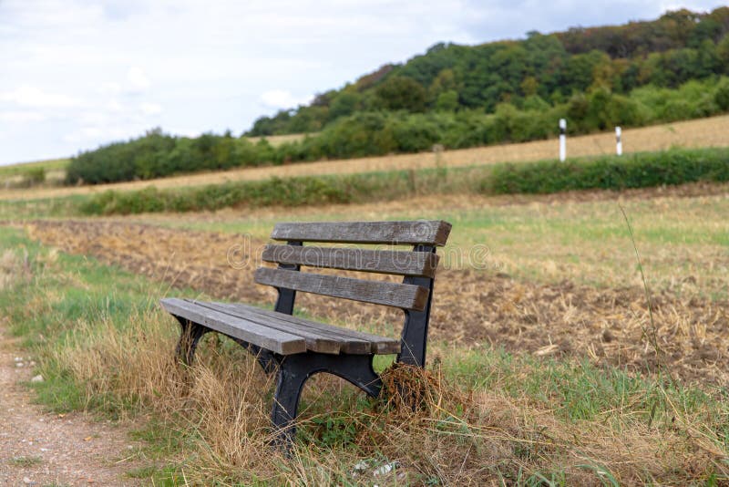 Bench on a Dirt Road with Road in the Background Stock Photo - Image of ...