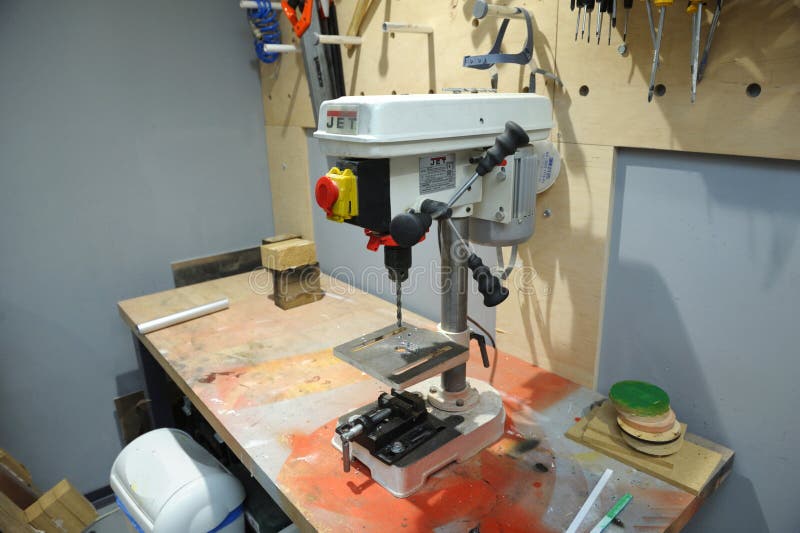 Bench Drill by JET Set for Work on a Worktable, Workshop Editorial ...