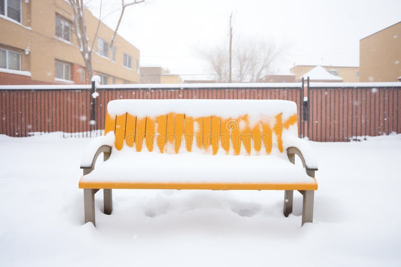 Bench Engulfed by Snow in Blizzard Stock Image - Image of frozen, blizzard: 301276973