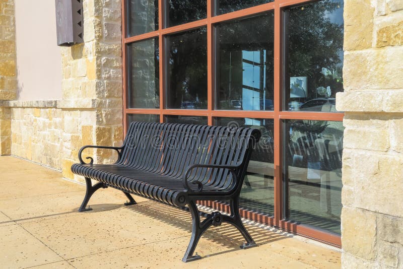 Bench in Front of the Store Front Stock Photo - Image of company ...