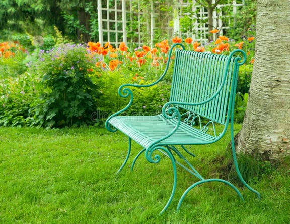 Bench in garden stock image. Image of vibrant, tranquil - 31664121