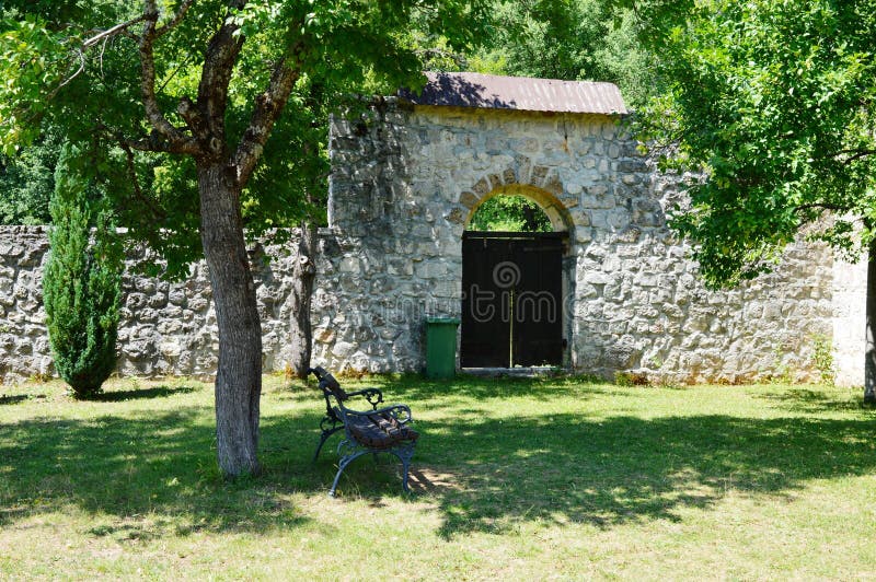 Bench in the Gate of the Monastery Stock Photo - Image of monastery ...