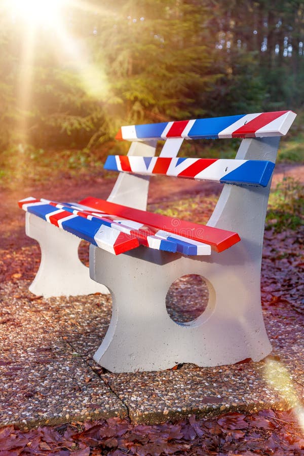 Bench in Great Britain Union Jack Flag Colors Stock Photo - Image of ...