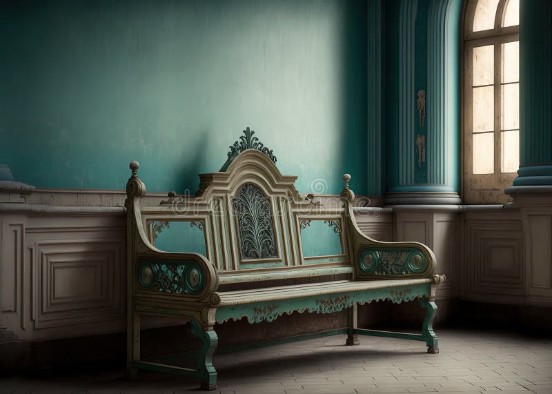 Bench in the Hall of Moscow. Generative AI Stock Illustration ...