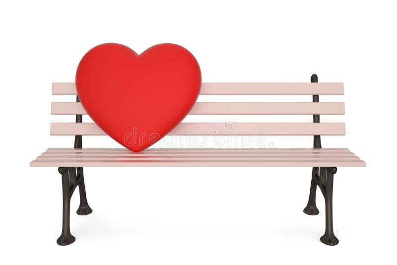 Bench with Heart Isolated on White Background. 3D Illustration Stock ...