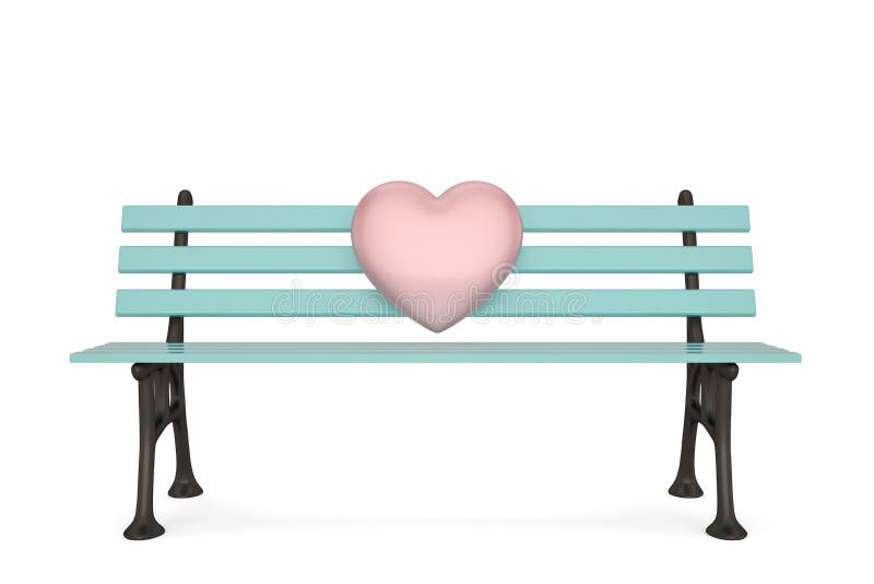 Bench with Heart Isolated on White Background. 3D Illustration Stock ...