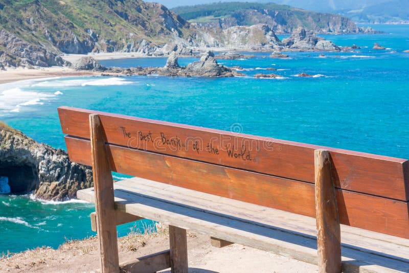 Bench High on the Cliff by the Ocean Stock Image - Image of loiba, lone ...