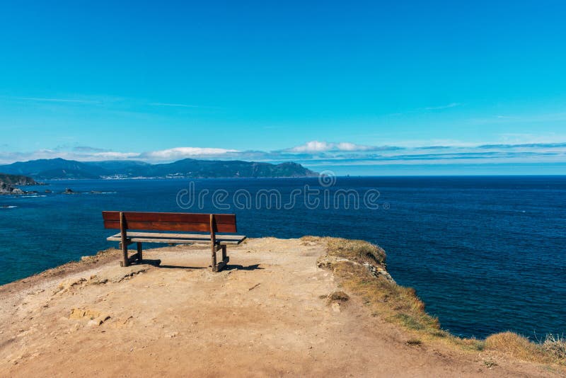 Bench High on the Cliff by the Ocean Stock Image - Image of europe ...