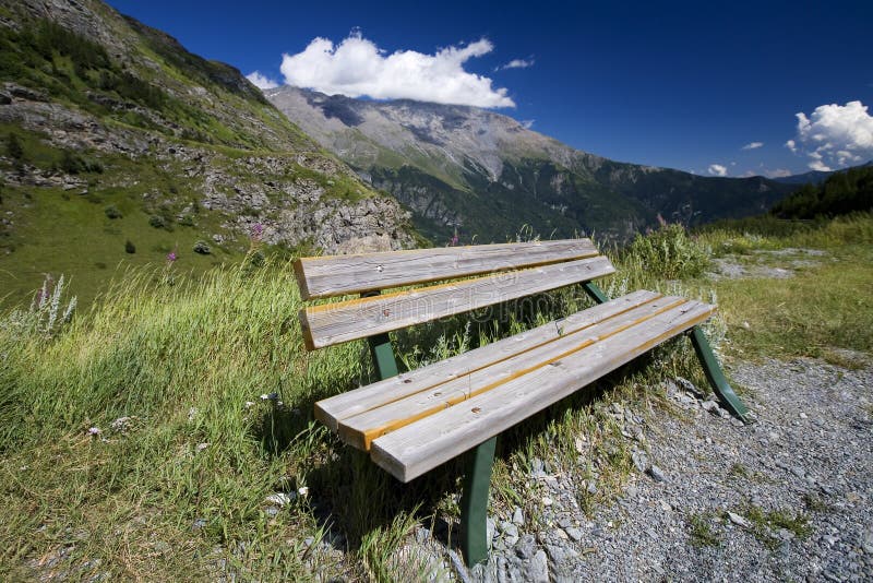 Bench on a hiking trail stock photo. Image of canada - 10812304