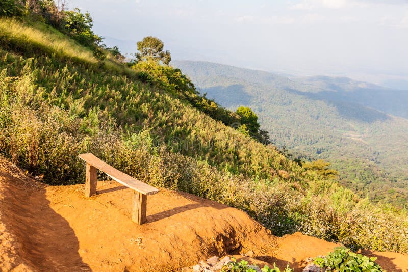 Bench on a hill stock photo. Image of idyll, gray, hill - 67352186