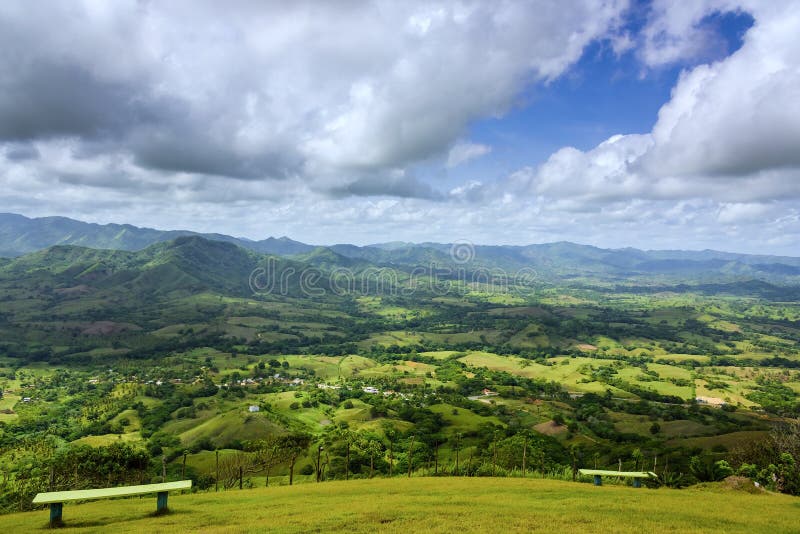 Bench on hill stock photo. Image of green, bench, natural - 60263438