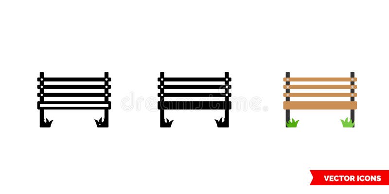 Bench Icon of 3 Types. Isolated Vector Sign Symbol. Stock Vector ...
