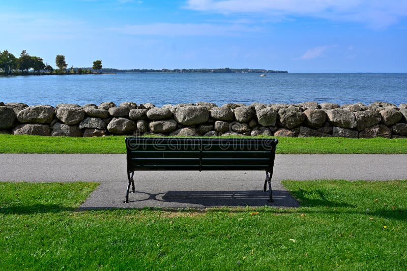 Bench Infront of Lake Vattern in Vadstena Sweden Stock Photo - Image of ...