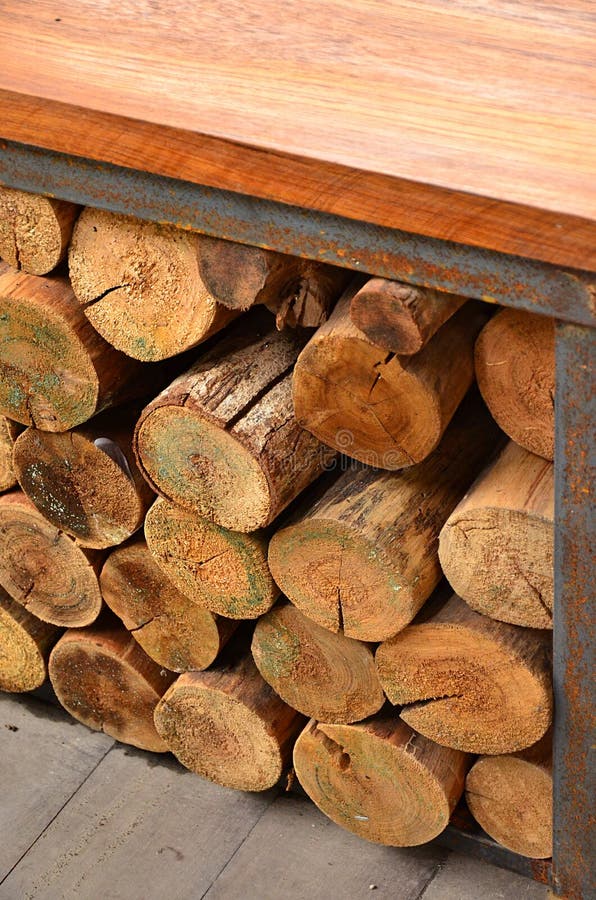 Bench with log. stock photo. Image of forest, nature - 32646568