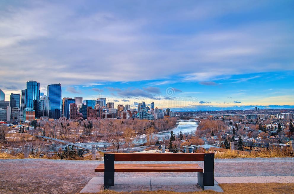 Bench Looking Out Over Downtown Calgary Stock Photo - Image of lookout ...
