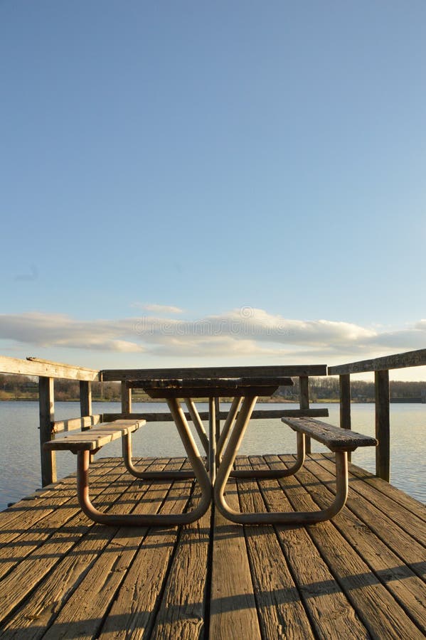 Bench stock image. Image of bench, dock, lunch, sunset - 64499925