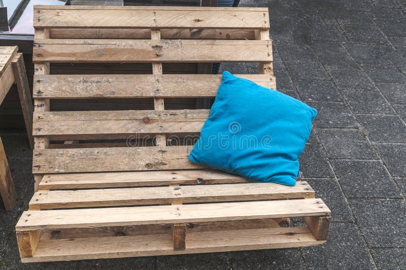 Bench made out of pallets stock image. Image of cloth - 113549009