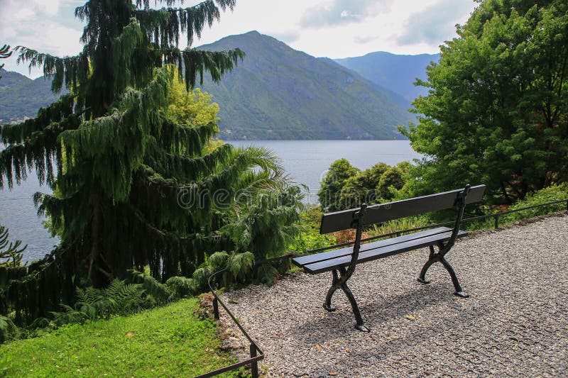 Bench with Magnificent and Relaxing View of the Lake Stock Image ...