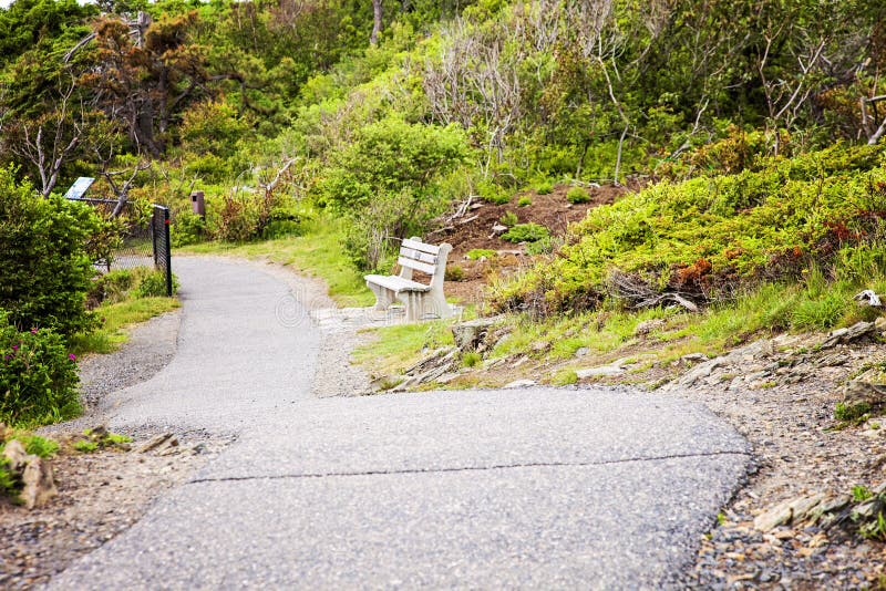 Benches on Marginal Way Path Along the Rocky Coast of Maine in Ogunquit ...