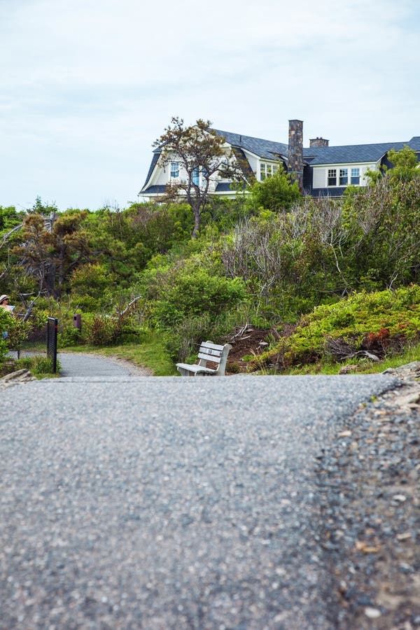 Bench on Marginal Way Path Along the Rocky Coast of Maine in Ogunquit ...
