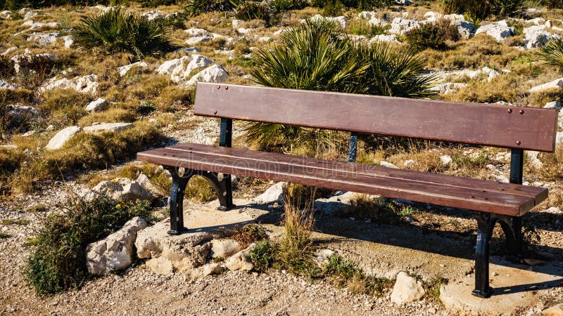 Bench on Mediterranean Nature Stock Photo - Image of trip, rest: 237786872