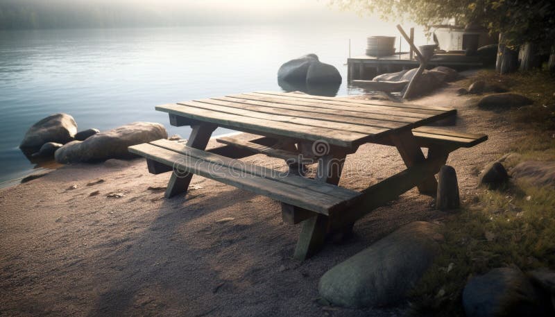 Bench in the Morning Bench in the Park Bench on the Beach Stock Photo ...