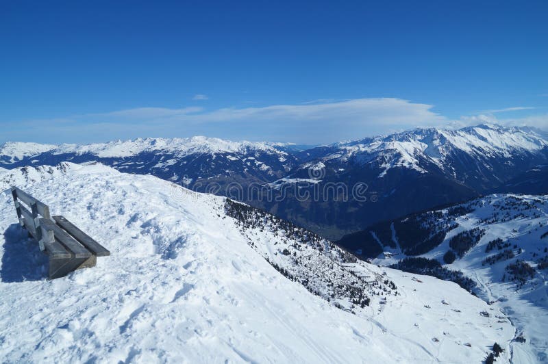 Bench on Mountain Top with a Beautiful View Stock Photo - Image of ...