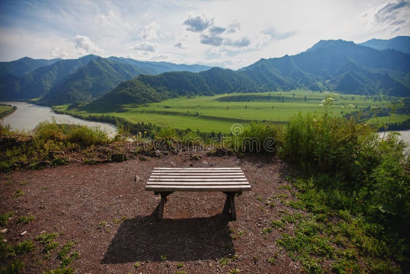 Bench Mountain View stock photo. Image of scene, bench - 58914444
